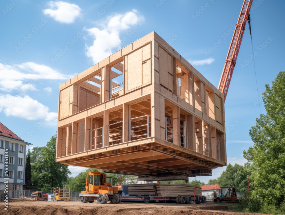 Delivery and installation of a modular frame house. Frame construction ...