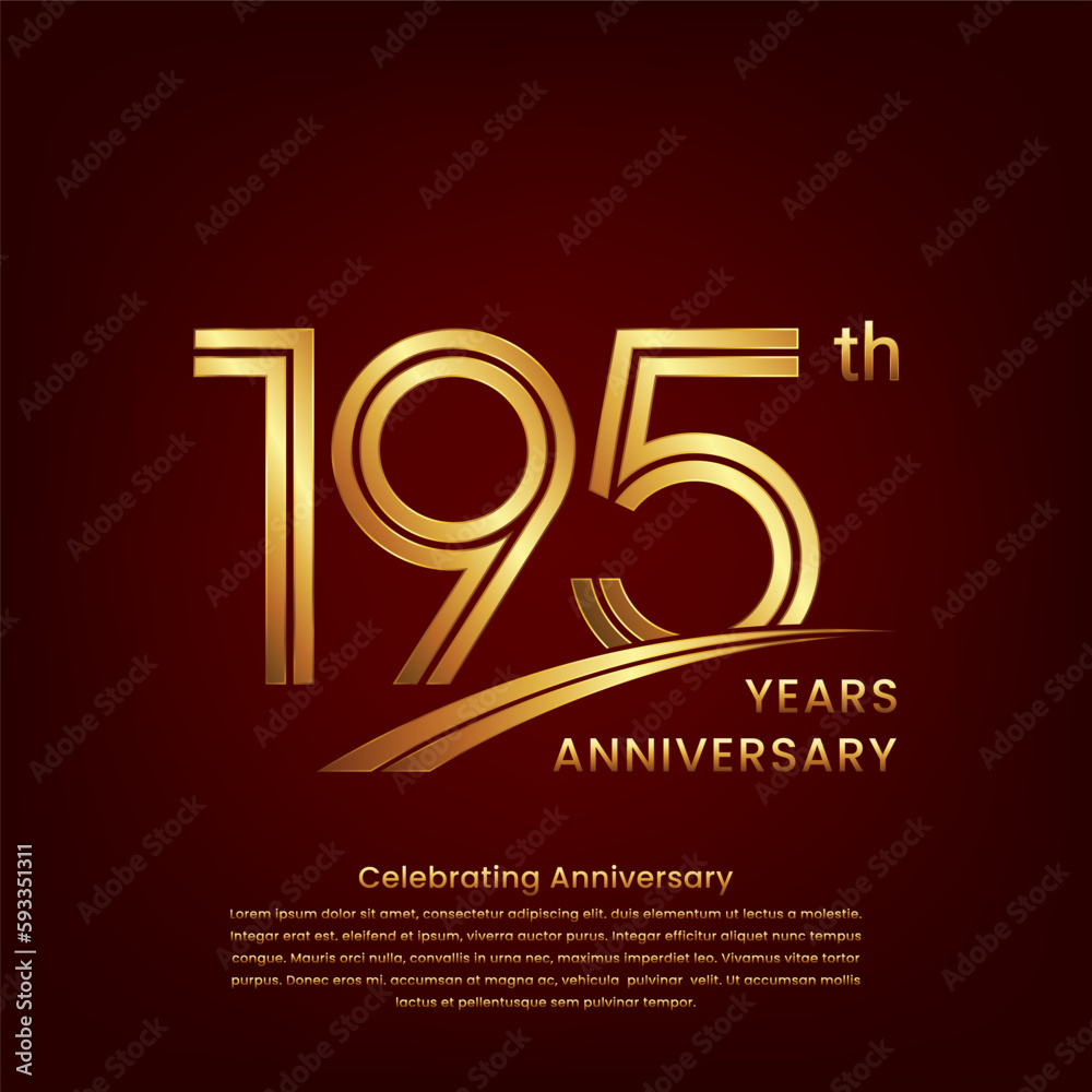 195th Anniversary logo with double line concept design, Golden number ...