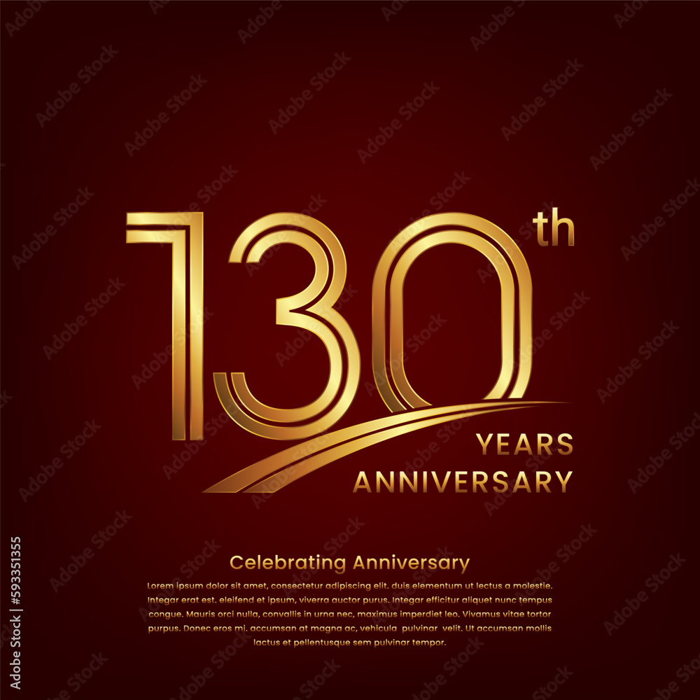 130th Anniversary logo with double line concept design, Golden number for anniversary ...