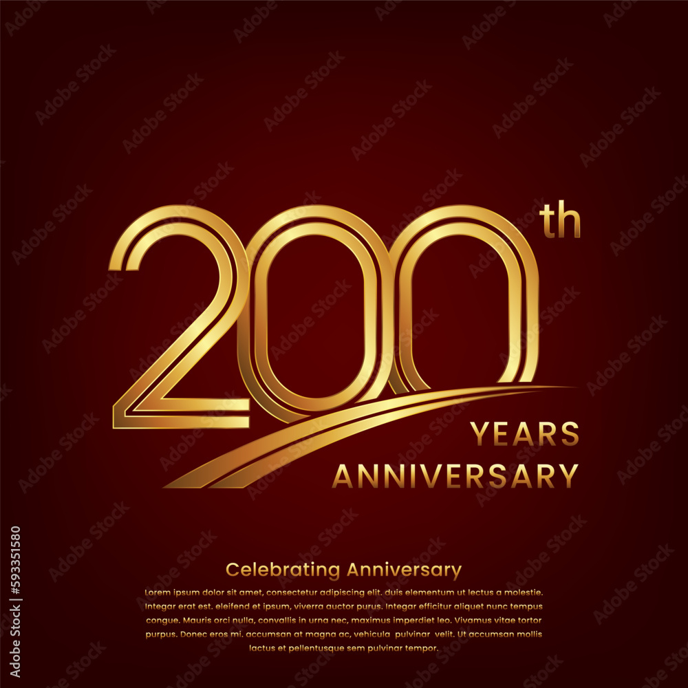 200th Anniversary logo with double line concept design, Golden number ...