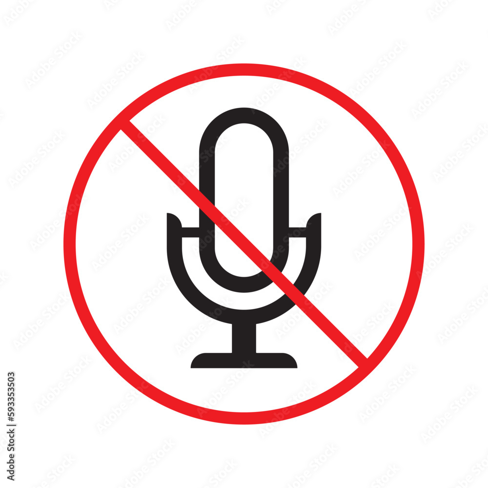 Vetor de Forbidden microphone vector icon. Mic flat sign design. No mic ...