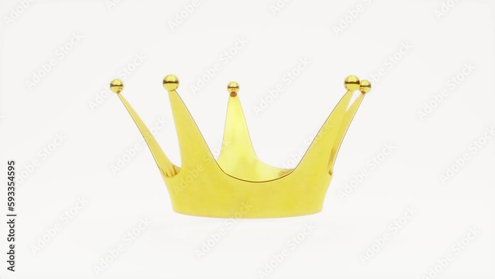Looping seamless cycled animation of the rotation of the golden crown ...