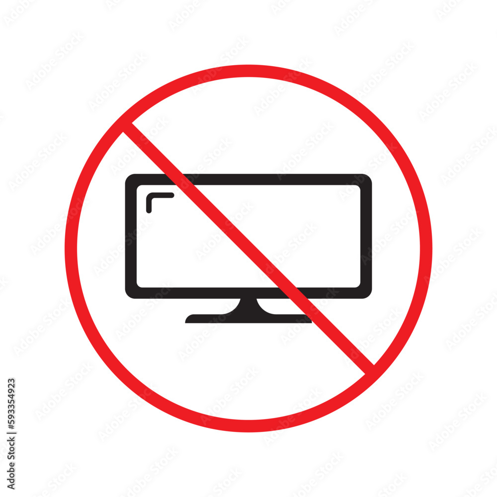 Forbidden TV Prohibited Warning, caution, attention, restriction label ...