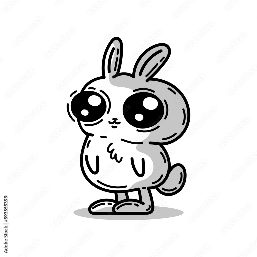 Cute little bunny. Isolated on white. Hand drawn cartoon vector ...