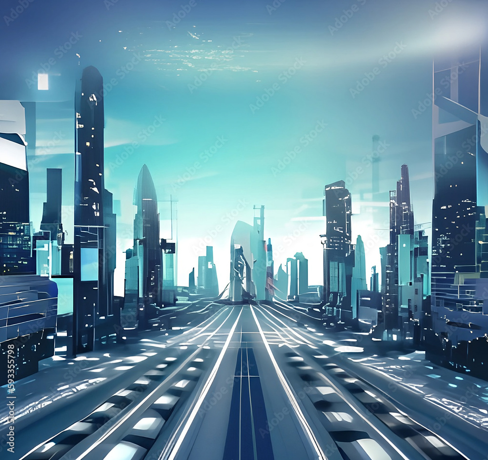 Futuristic Cityscape with AI-Powered Transportation, Smart Buildings ...