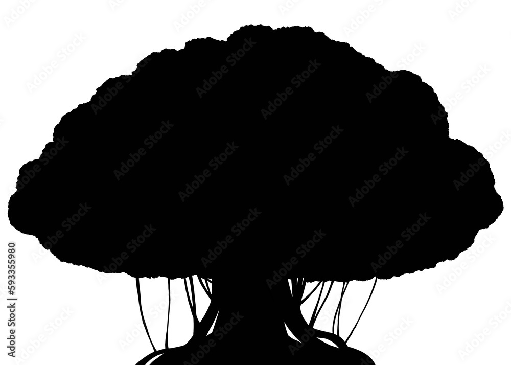 Silhouette of fig tree isolated on white background Stock Illustration ...