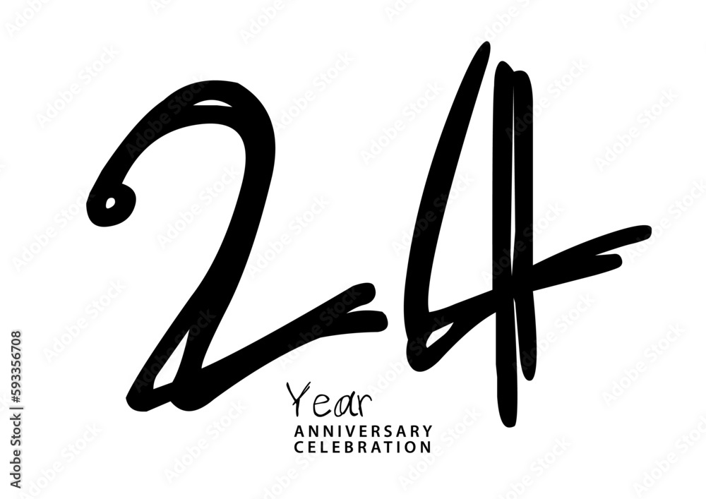 24 year anniversary celebration black color logotype vector, 24 number ...