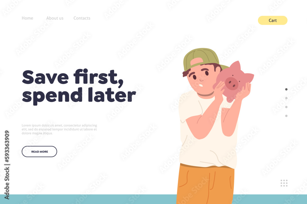 Safe first save later concept for financial online service landing page ...