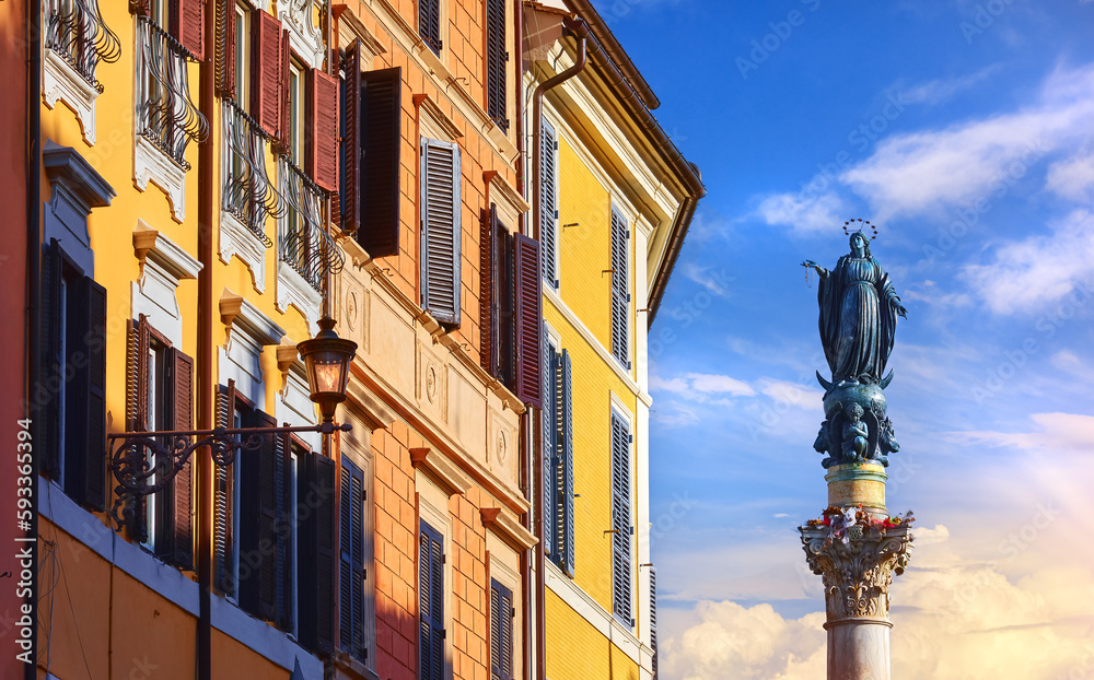 Rome, Italy. Column of the Immaculate Conception, monument Blessed ...
