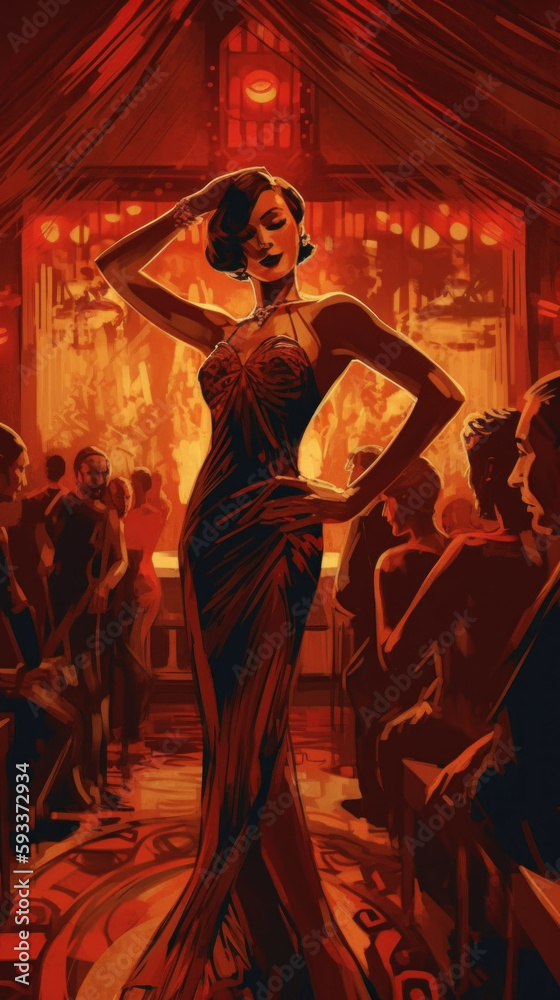 Elegant and glamorous burlesque performer created with generative AI ...