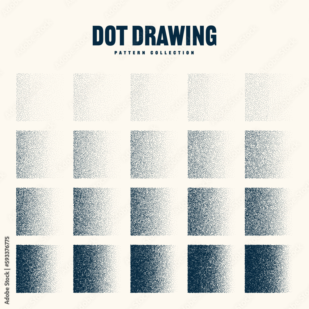 Square shaped dotted objects, vintage stipple elements. Stippling ...