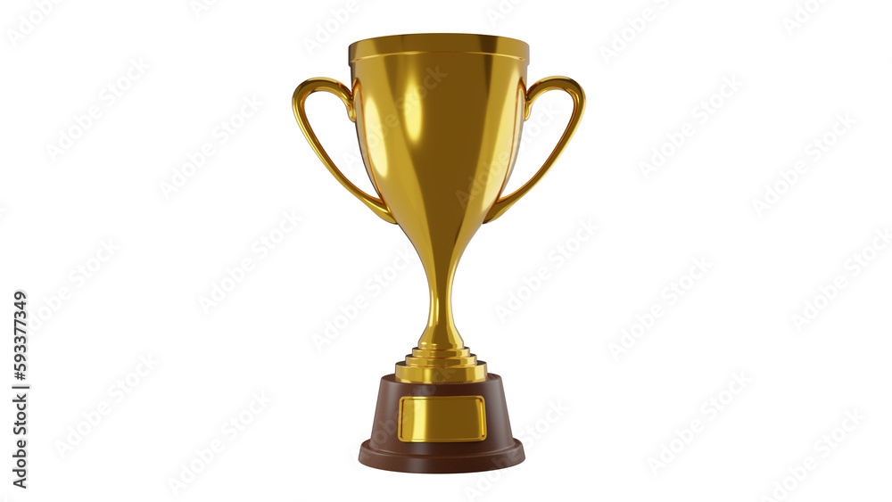 Golden shiny trophy cup with handles isolated on transparent background ...