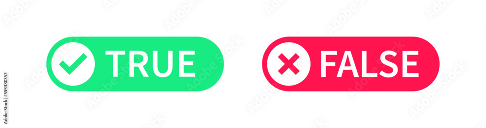 True icon. False symbol. Wrong, right signs. Yes and no symbols. Truth ...