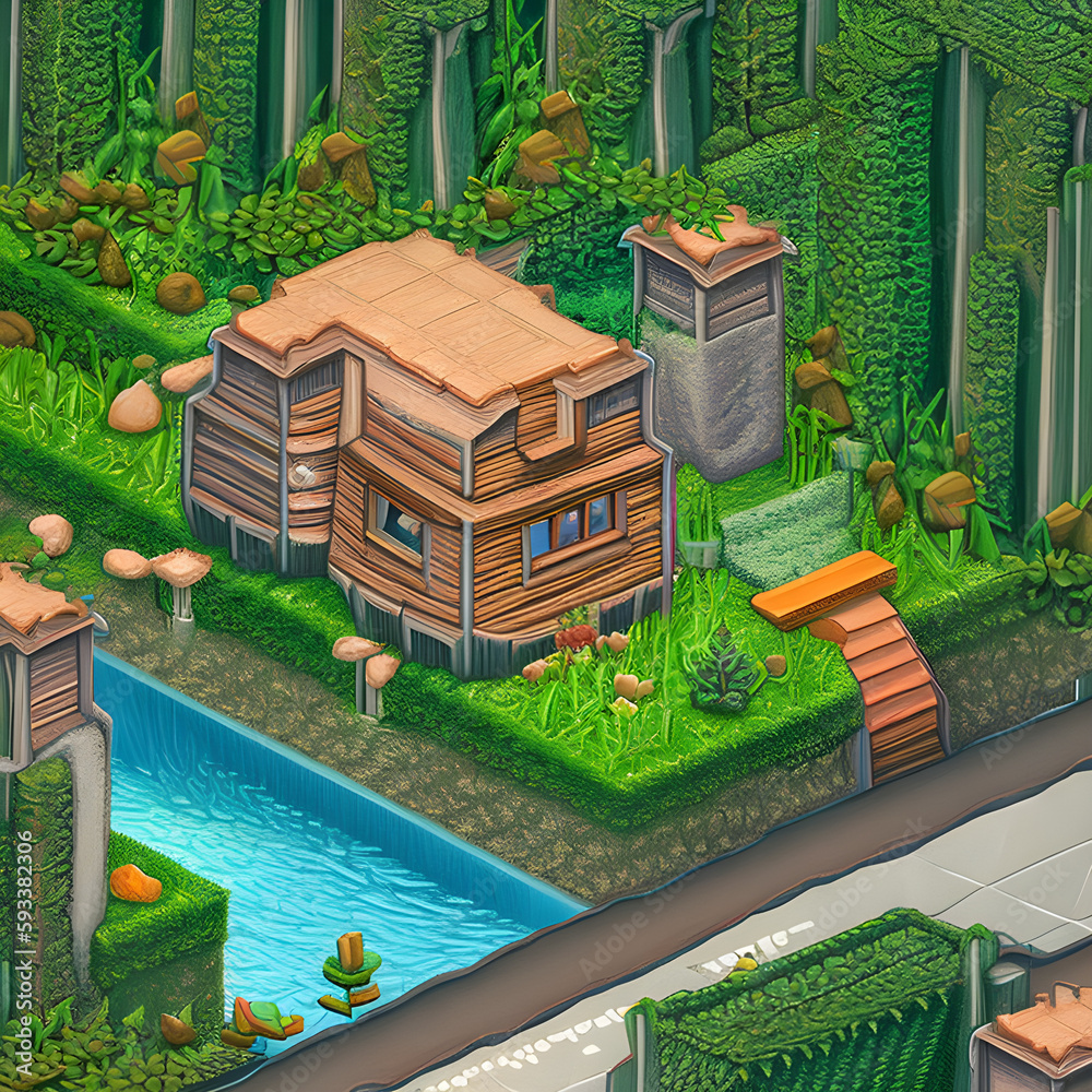 Generic Isometric Environment. Colored Pencil Style. Content for RPG ...