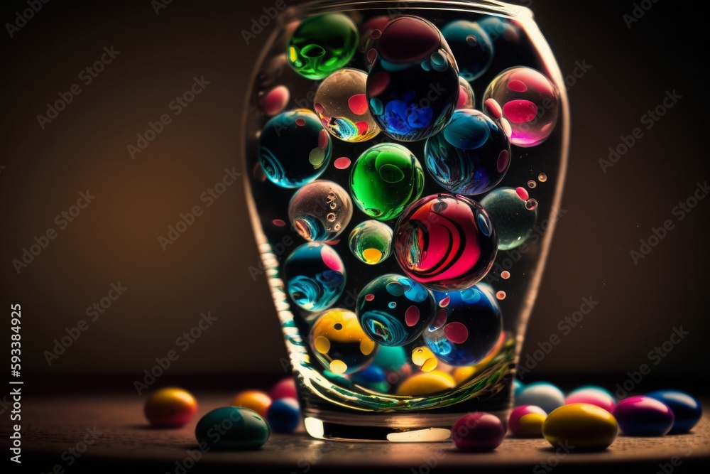 jar of marbles floating backlit created with Generative AI technology ...