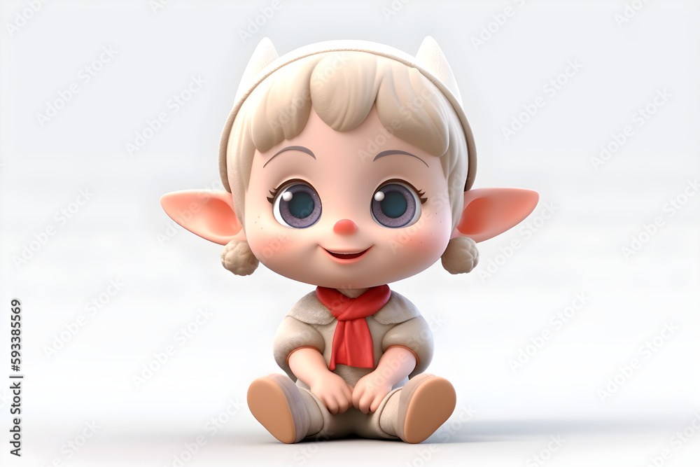 Elf on a white background. Adorable fantasy character. Generated by ...
