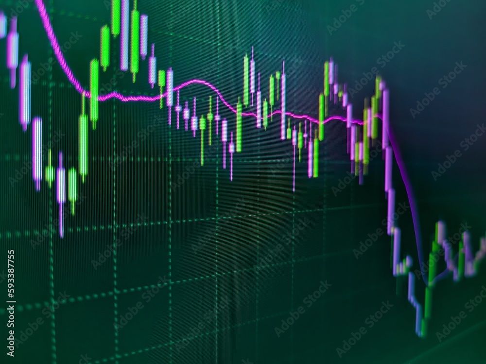Abstract financial chart with graph and stack of coins in Double ...