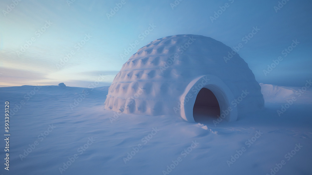 frozen igloo background in the arctic. created using generative ai ...