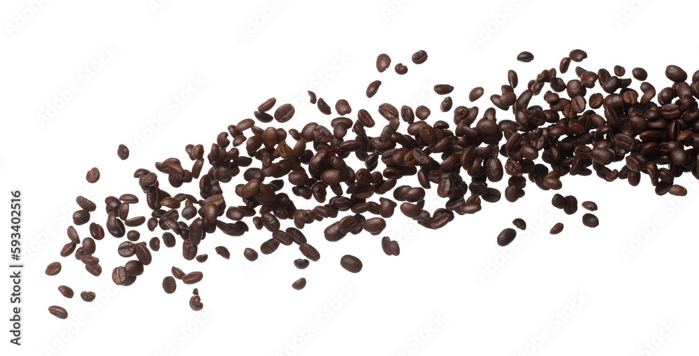 Coffee bean fly explosion, Coffee seeds float explode, abstract cloud fly. Coffee beans splash ...