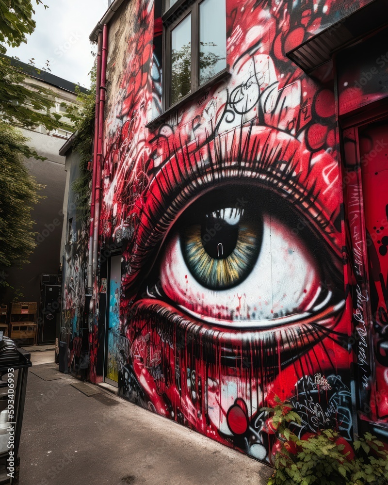 graffiti francois paints eye painted side building watery red eyes ...