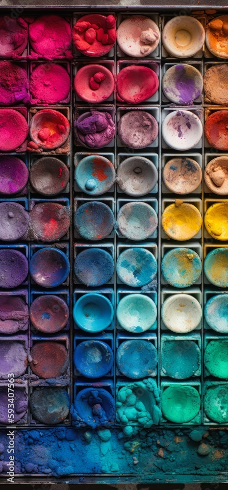 palette different color box filled lots colored paints design milk ...