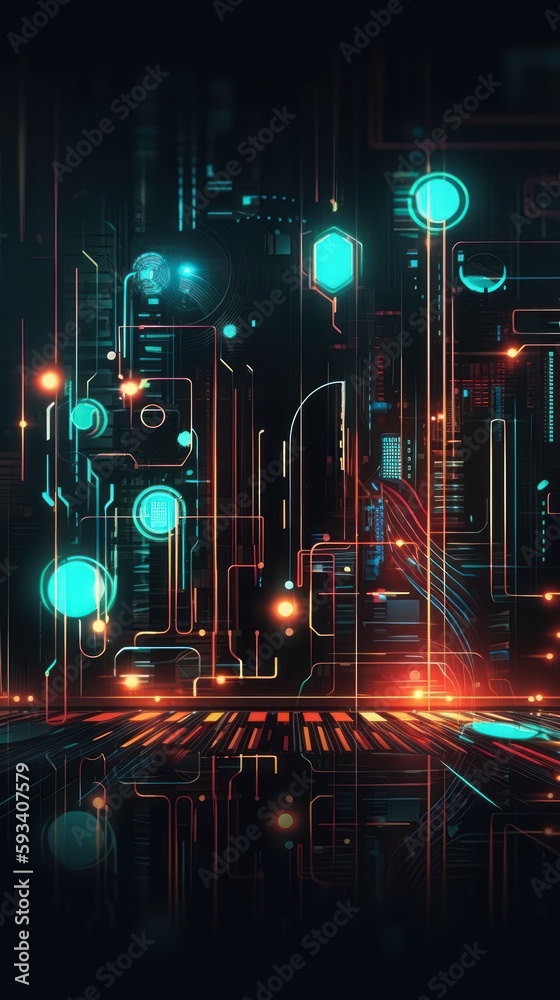 cool technological background city night circuit pattern transparent ...