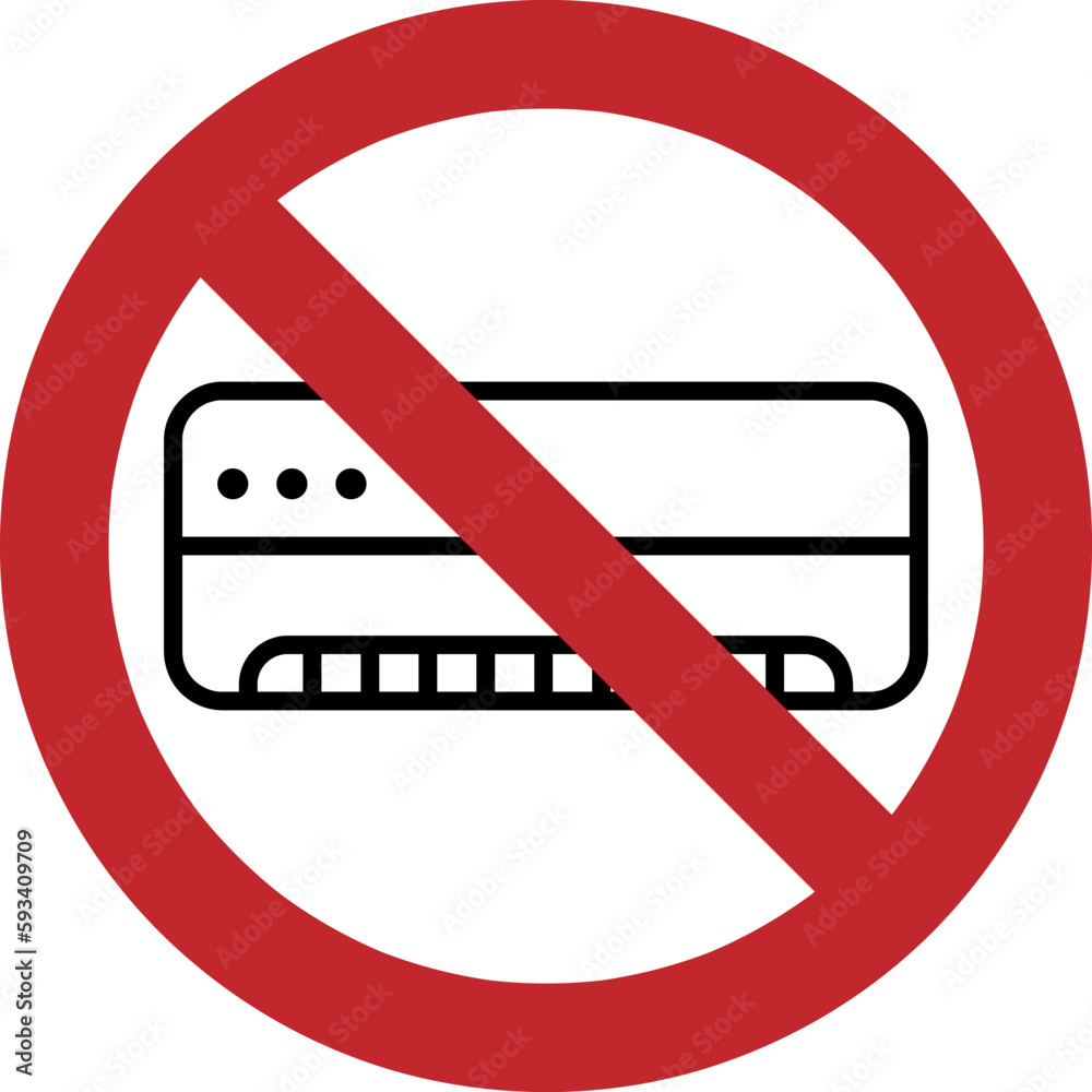 Air conditioner forbidden sign red circle road icon silhouette symbol ...