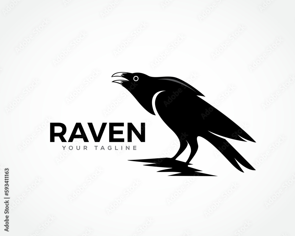 scream silhouette raven bird logo symbol design template illustration ...