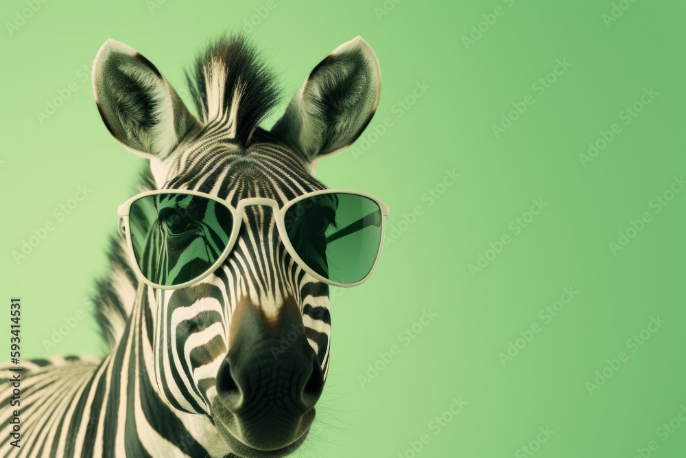 Funny cute zebra in sunglasses with happy emotion. AI generated, human ...