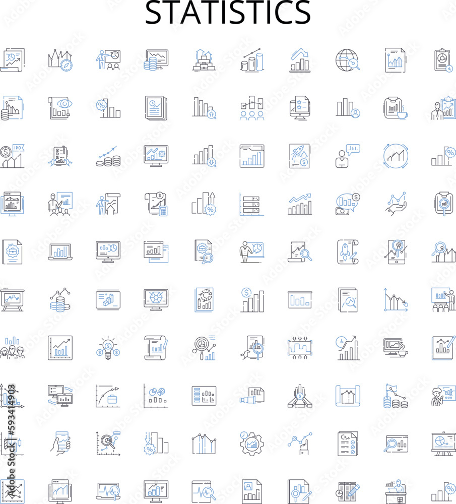 Statistics outline icons collection. statistics, analysis, data ...