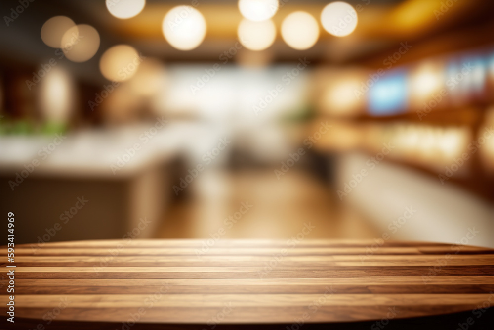 Tabletop view on modern product display in grocery or department store ...