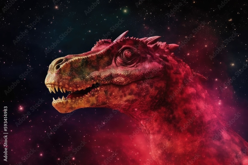 dinosaur floating in space with stars in the background. Generative AI ...