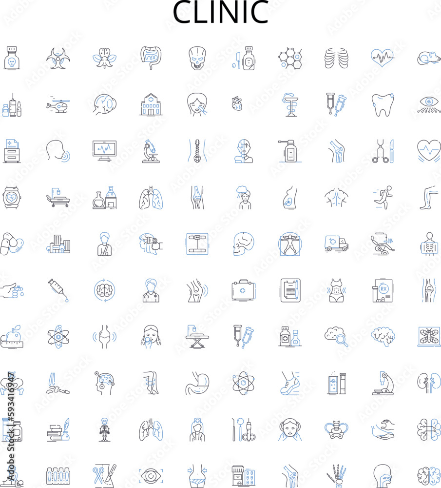 Clinic outline icons collection. Clinic, Medical, Healthcare, Therapy ...