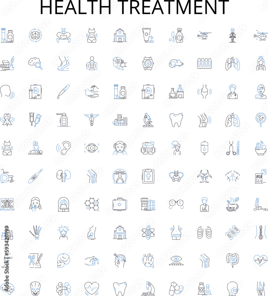 Health treatment outline icons collection. Therapy, Care, Healing ...