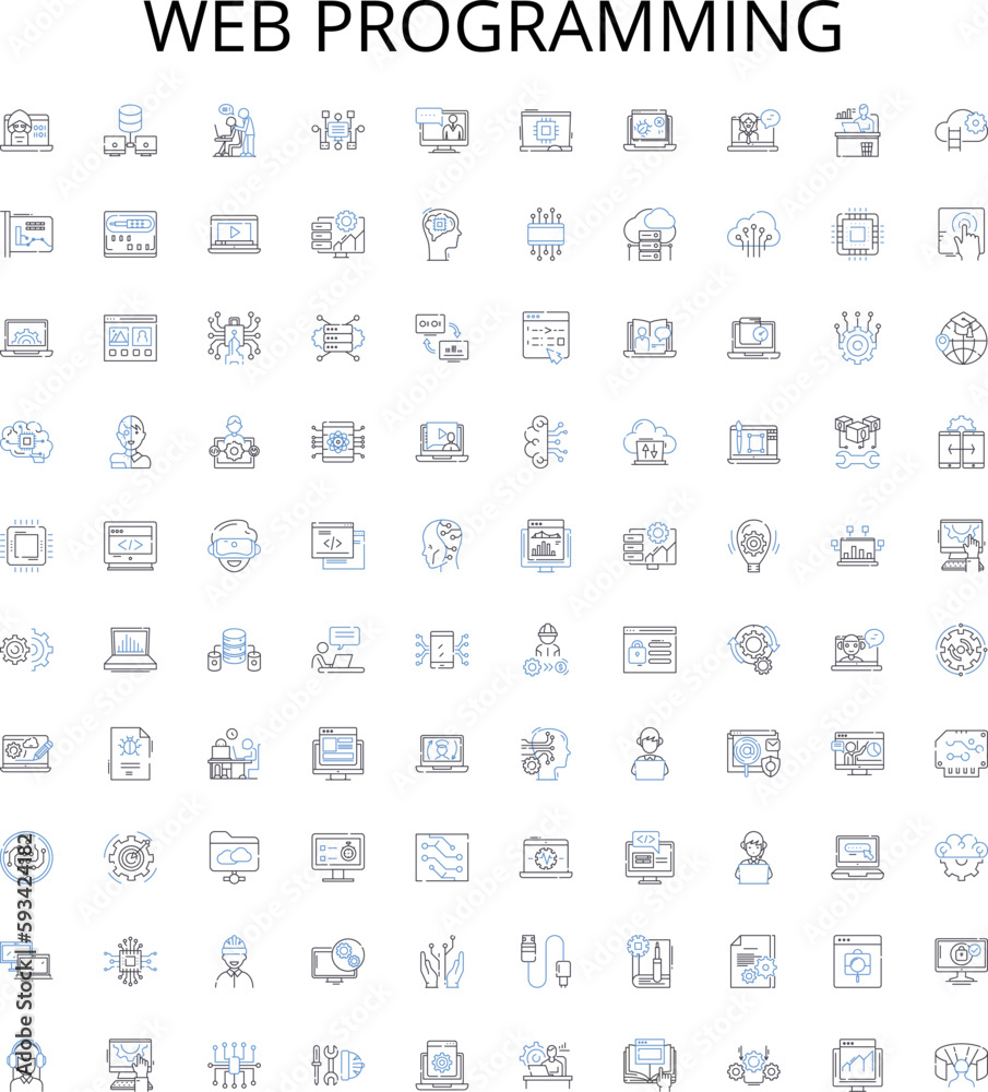 Web Programming Outline Icons Collection Web Programming Html Css Javascript Ajax Xml