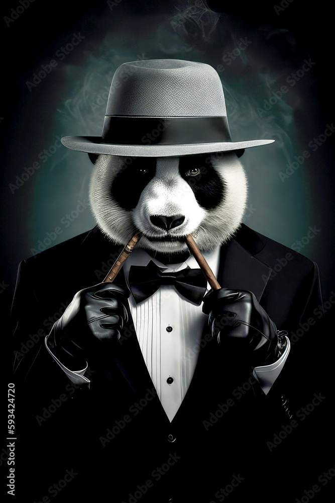 mafia panda surrealism, ai Stock Illustration | Adobe Stock