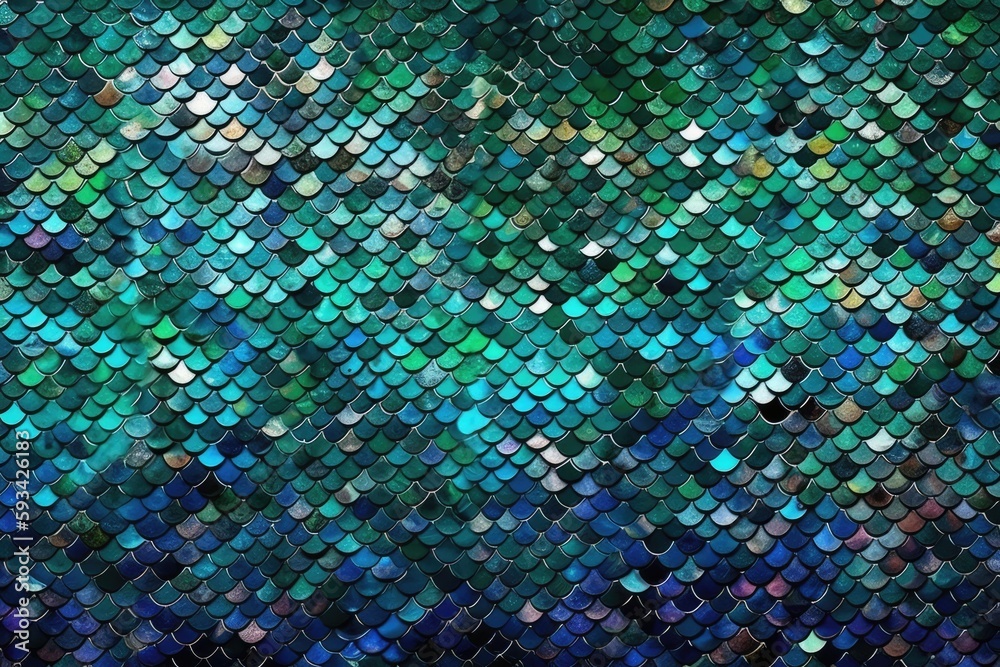 seamless fish scale pattern in shades of green and blue. Generative AI ...