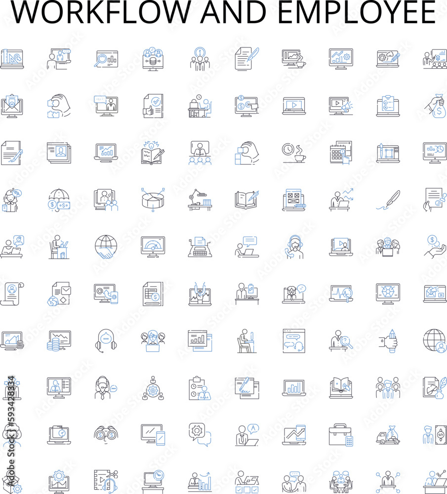 Workflow and employee outline icons collection. Workforce, Employee ...