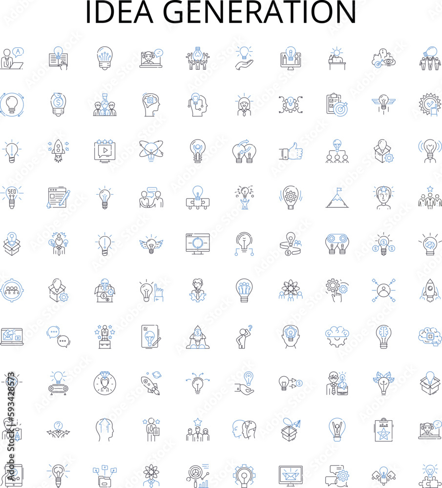 Idea generation outline icons collection. Ideas, Generation ...