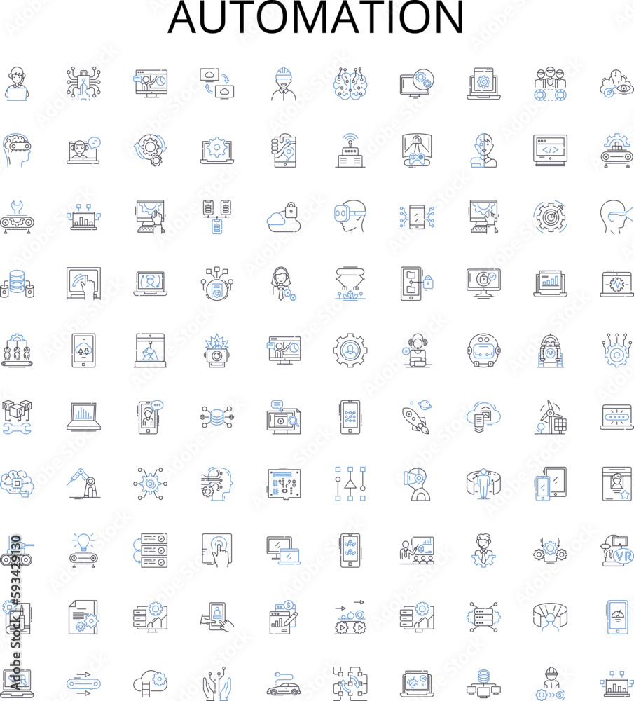 Fototapeta mapa świata dla dzieci Automation outline icons collection ... Fototapeta mapa świata dla dzieci Automation outline icons collection ...