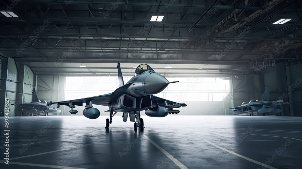 cool interior view 3 of a generic military fighter jet parked inside a ...