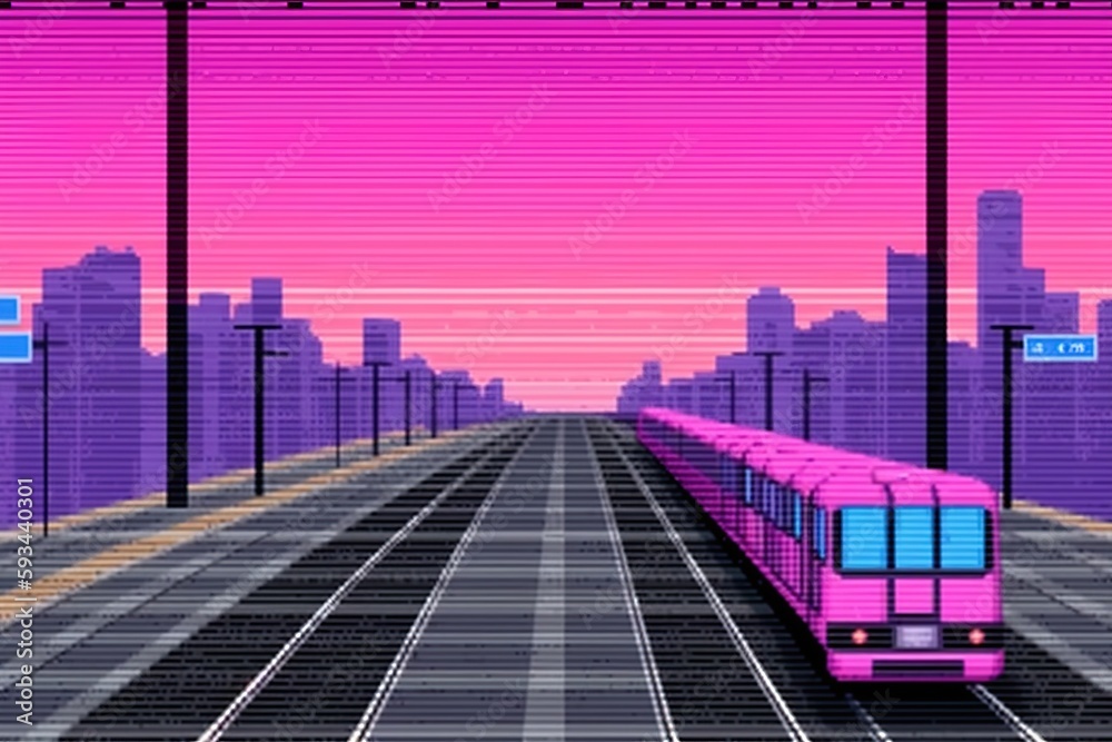 Retro-Futuristic Delivery Transportation in 8-Bit Pixel Art Style Stock ...