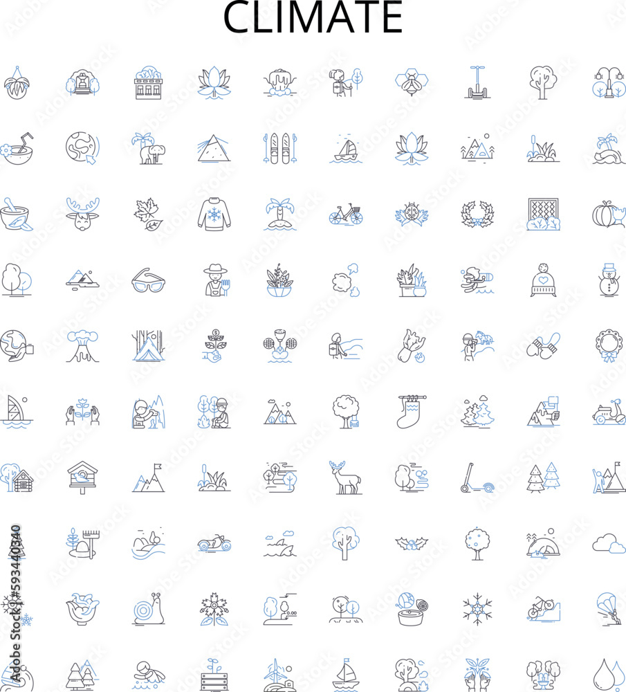 Climate outline icons collection. Climate, Heat, Cold, Temperatures ...