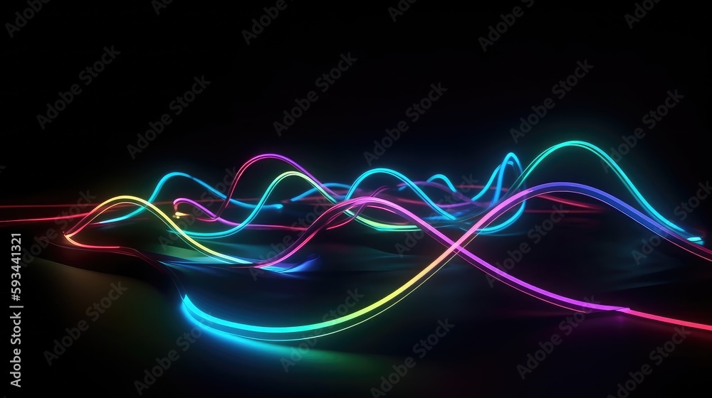 Neon glowing light wave. glow effect for music video background, dj ...