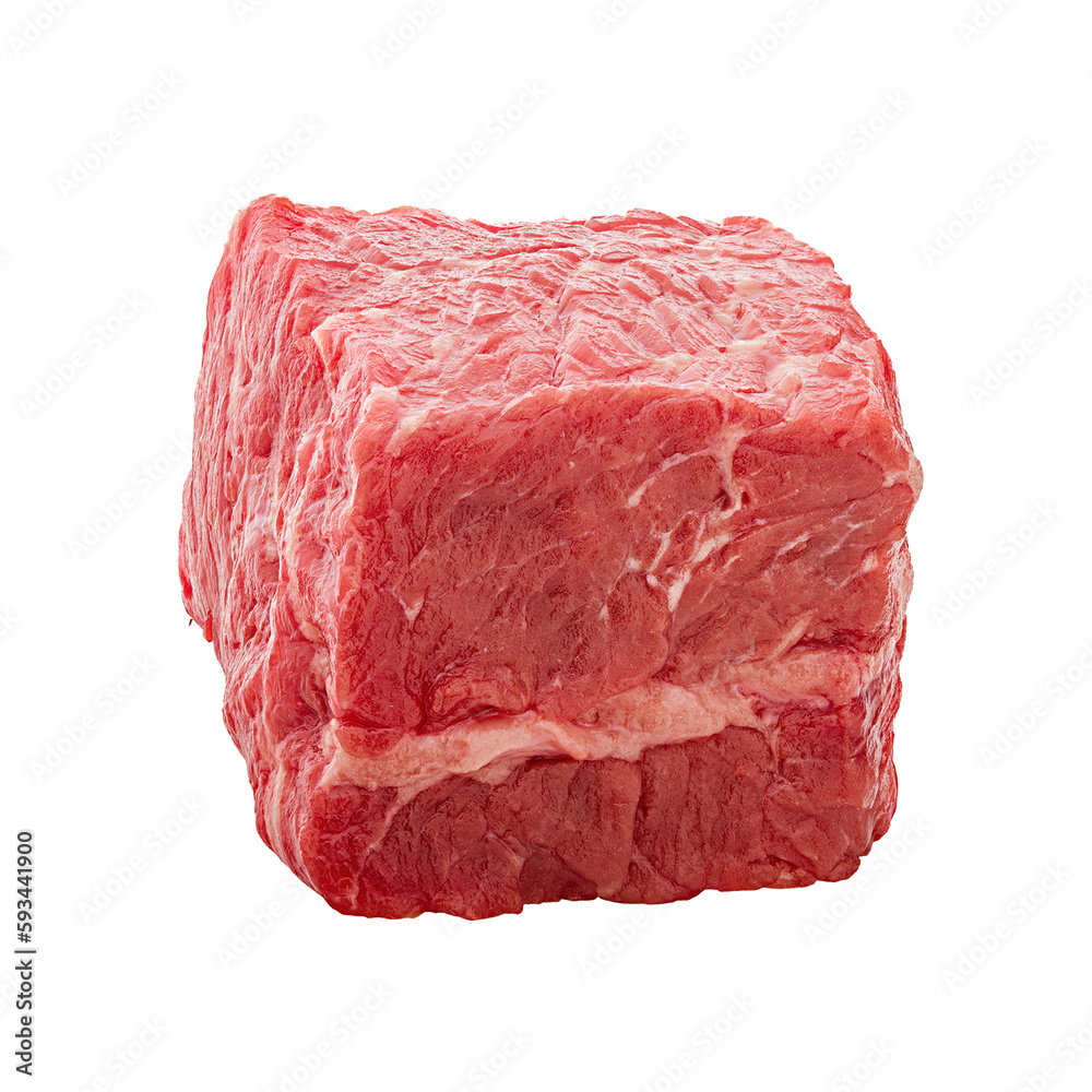 Cube of raw beef meat isolated on transparent background Stock Photo ...