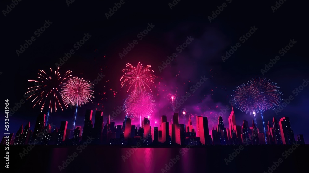 Neon heavy glowing fireworks inside Metaverse Virtual Reality ...