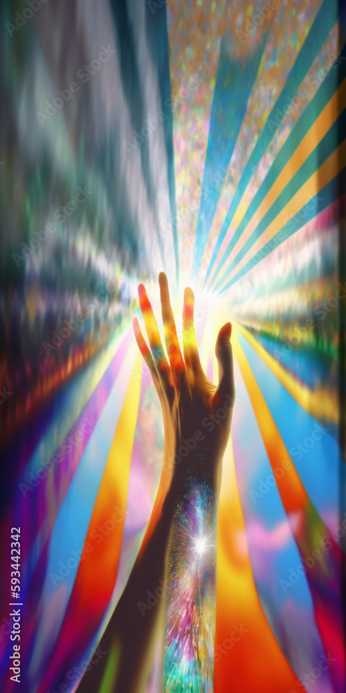 someone is holding their hand up to a bright light shining through ...
