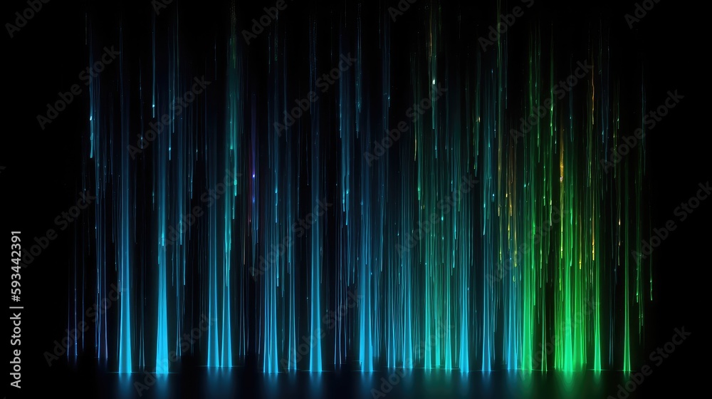 Neon waterfall with vertical lines and particles falling from top ...