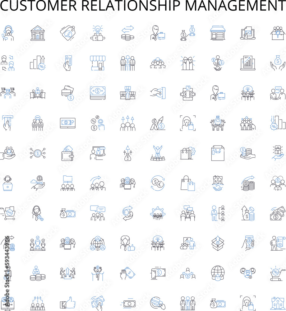 Customer relationship management outline icons collection. CRM, Customer, Relationships ...