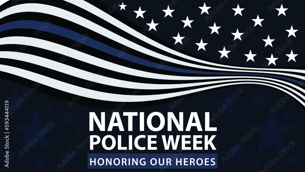 National Police Week vector banner design with American flag theme ...